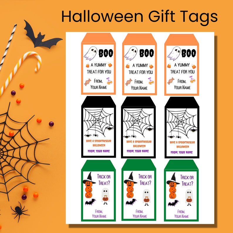 Editable Halloween Gift Tags, Halloween Party Tags, Halloween Favor ...