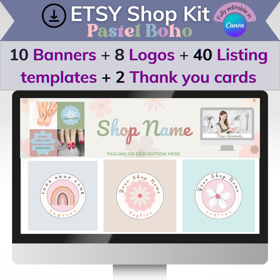 Etsy Shop Branding Templates Canva, Etsy Shop Kit, Etsy Banner Template ...