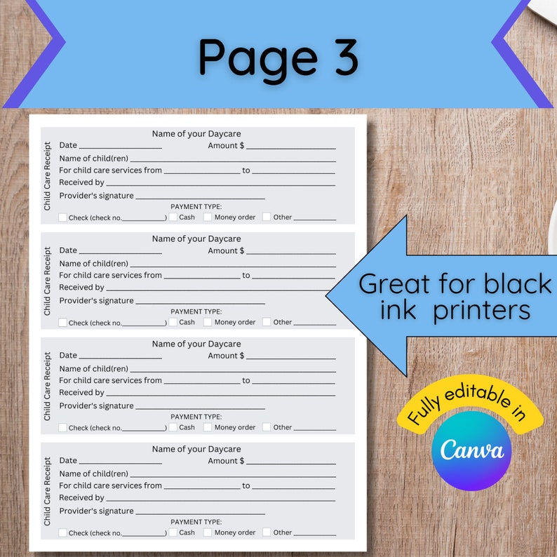 Daycare Receipt Bundle, Childcare Receipt, Printable Receipt for Child ...