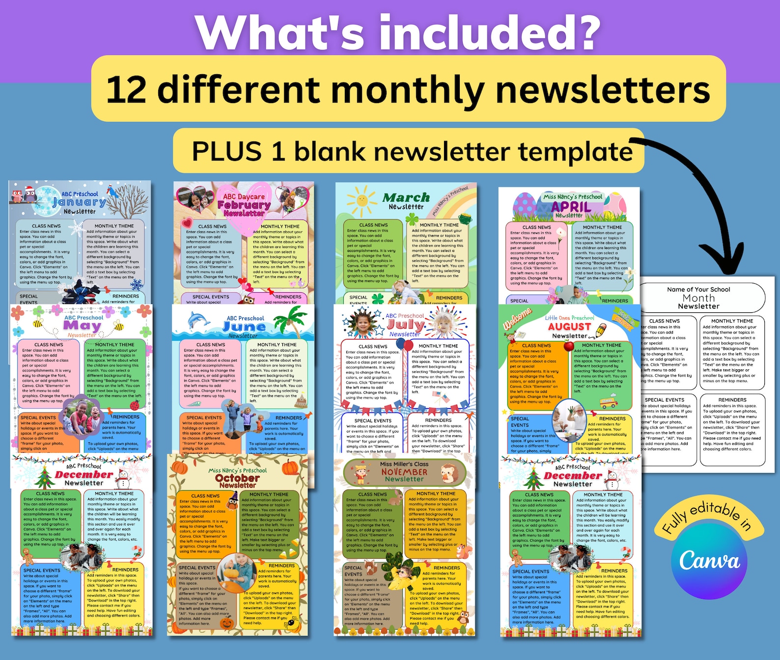 Newsletter Template, Monthly Newsletter, Back to School, Meet the ...