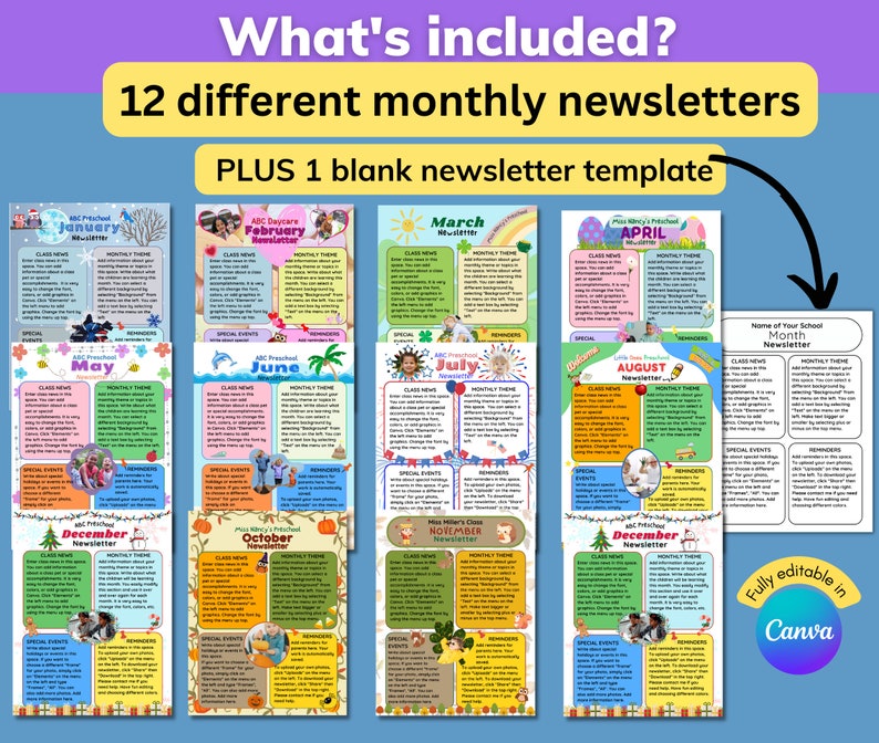 Newsletter Template, Monthly Newsletter, Back to School, Meet the ...