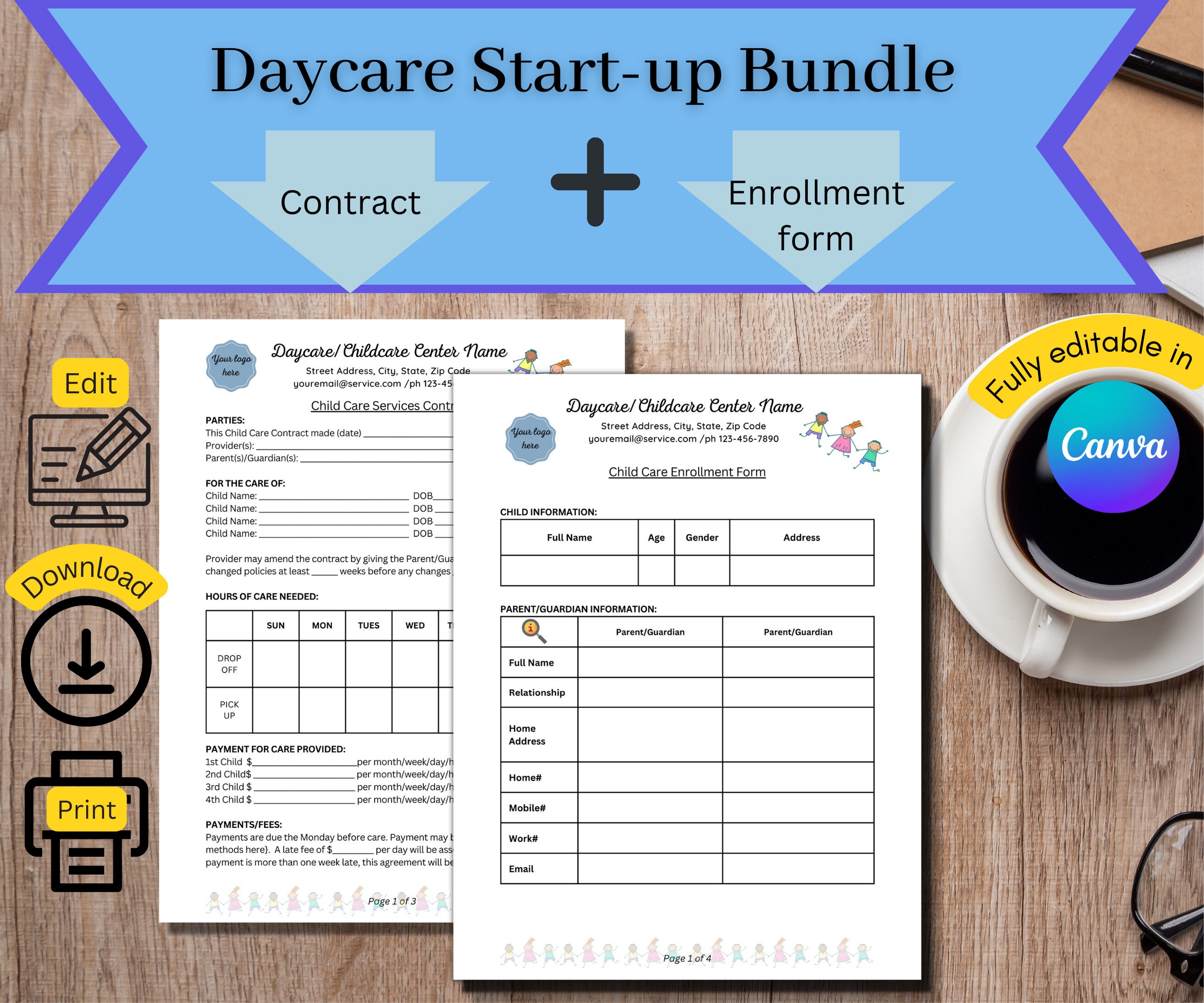 Daycare Enrollment Forms Bundle, Home Daycare Starter, Home Daycare ...