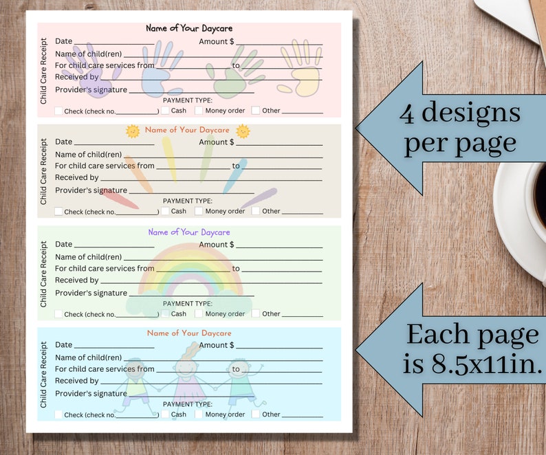 Daycare Receipt, Childcare Receipt, Printable Receipt for Child Care ...