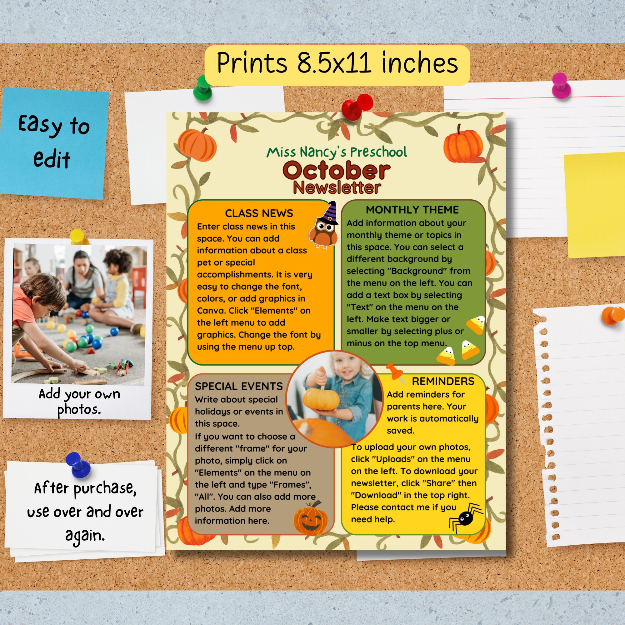 Editable October Classroom Newsletter Template (CANVA Digital Download ...