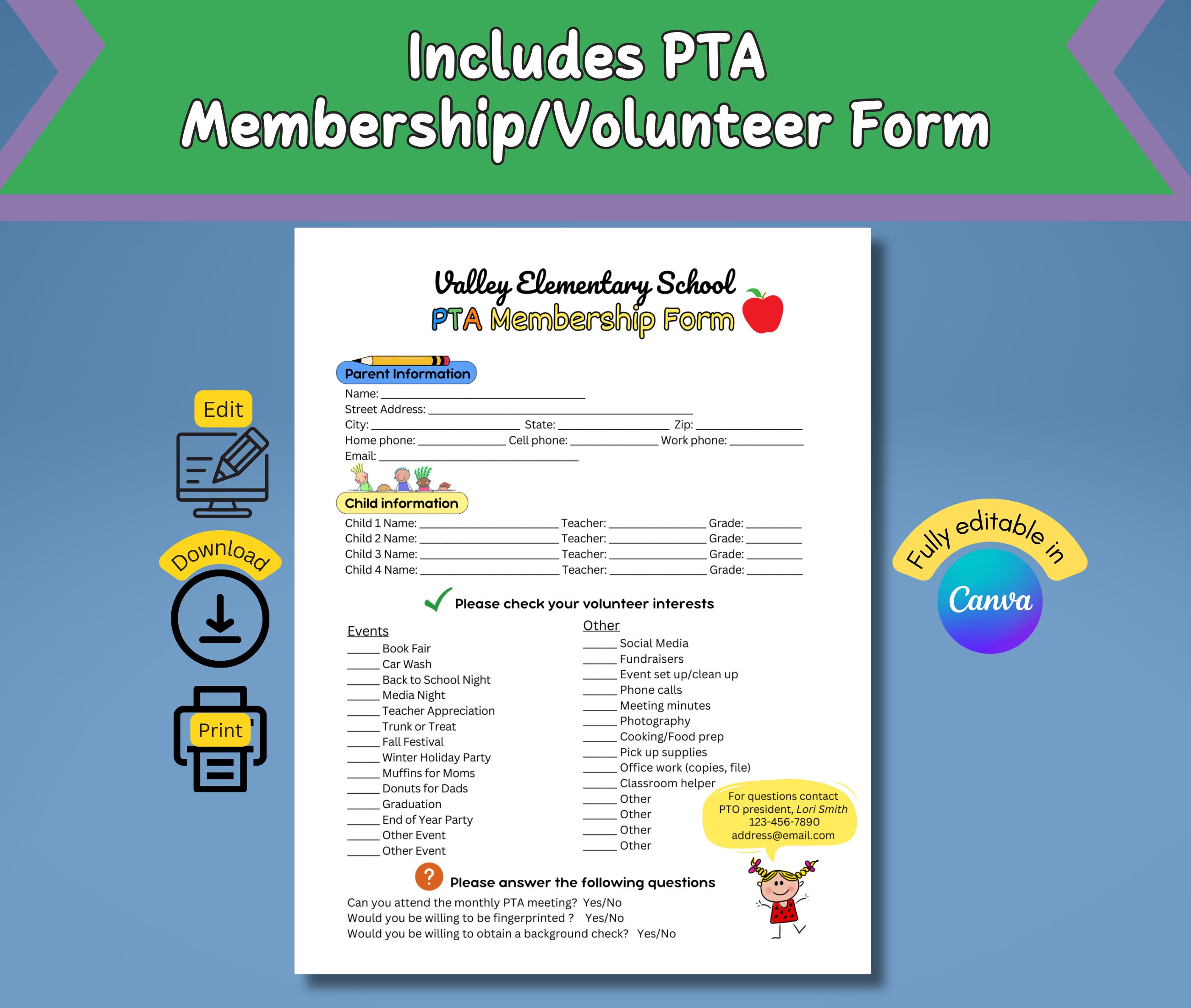 Editable PTA PTO Bundle: Recruitment Flyers, Calendars, Newsletters ...