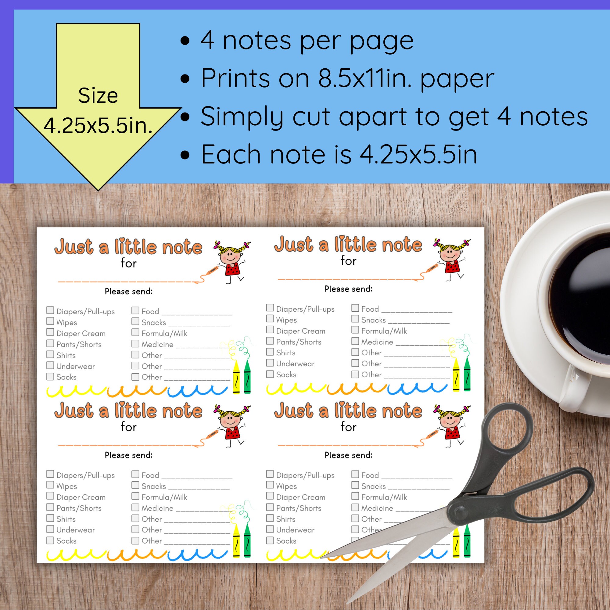 Daycare Supply Note: Printable Reminder, Editable in Canva (digital ...