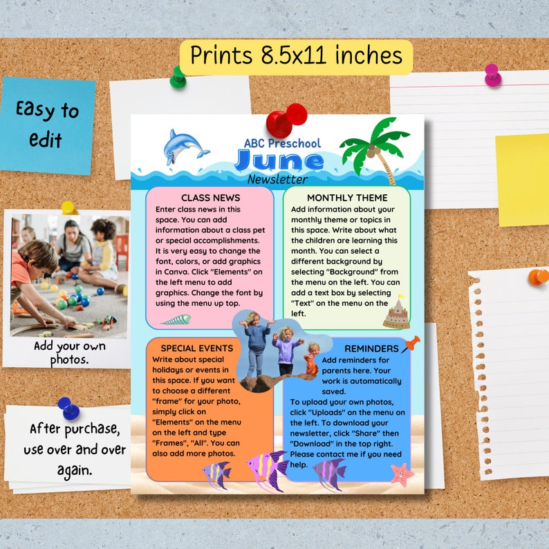 Editable June Classroom Newsletter Template: Canva, 8.5x11 (digital ...