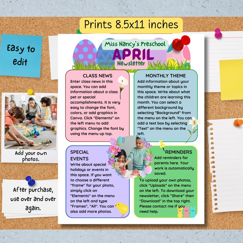 Editable Classroom Newsletter Template: April, Weekly (canva Digital ...