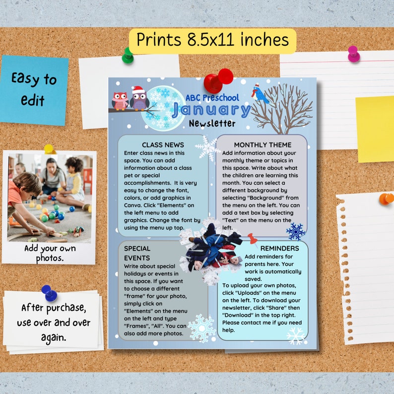 January Teacher Newsletter Template: Editable Winter Theme (CANVA ...