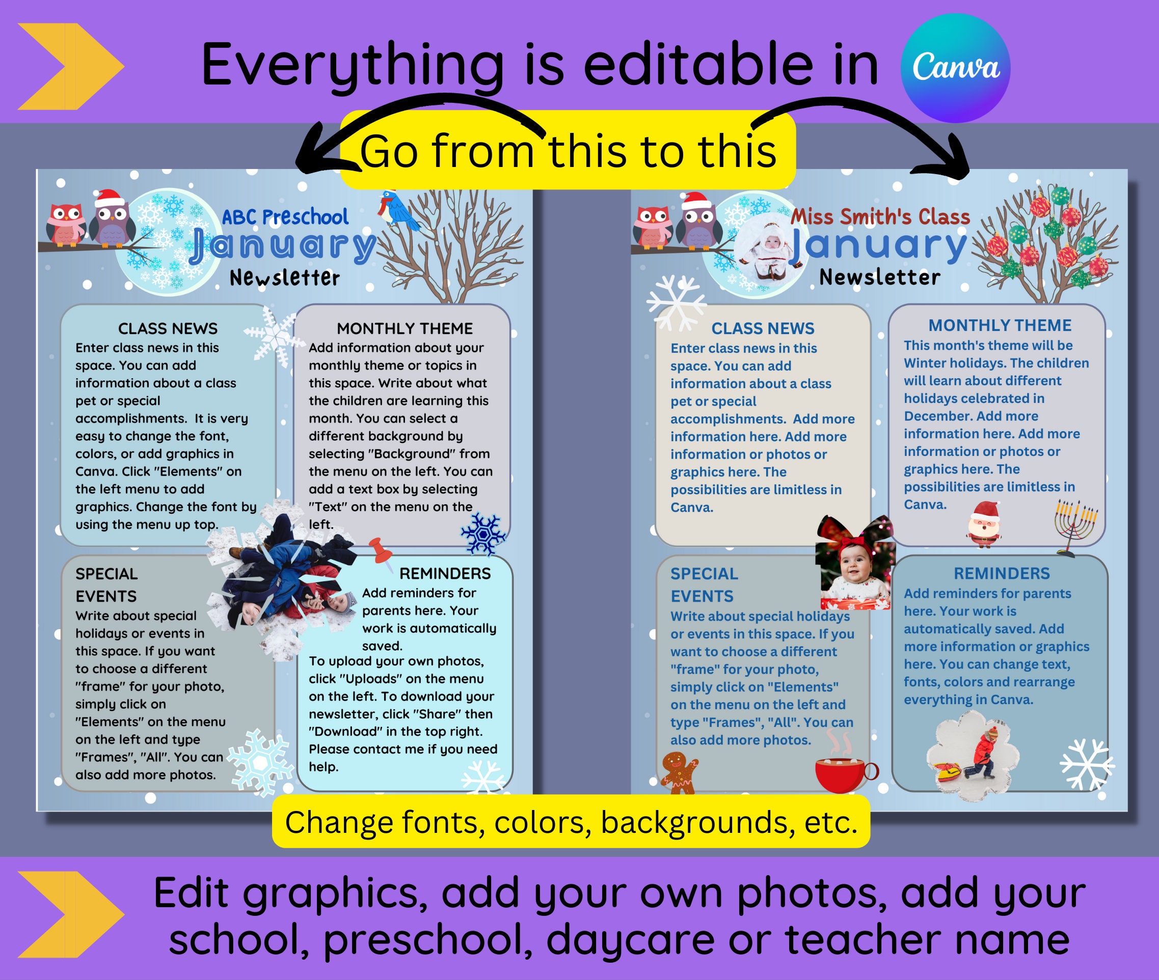 Newsletter Template, Monthly Newsletter, Back to School, Meet the ...