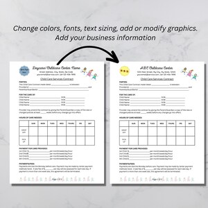 Daycare Contract & Daycare Receipt Bundle, Child Care Contract, Home ...