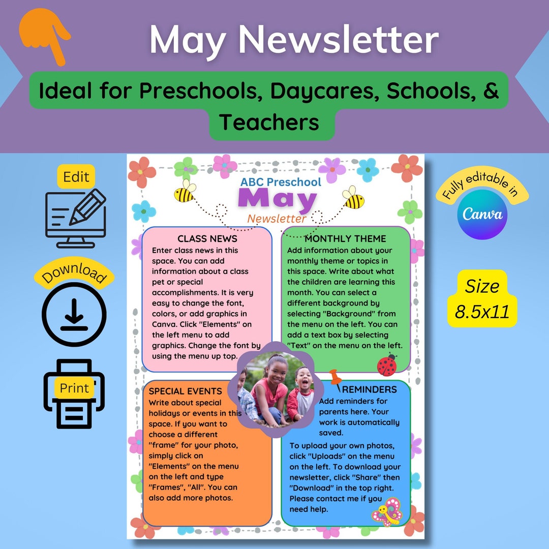 Editable May Classroom Newsletter Template: Teacher Communication ...