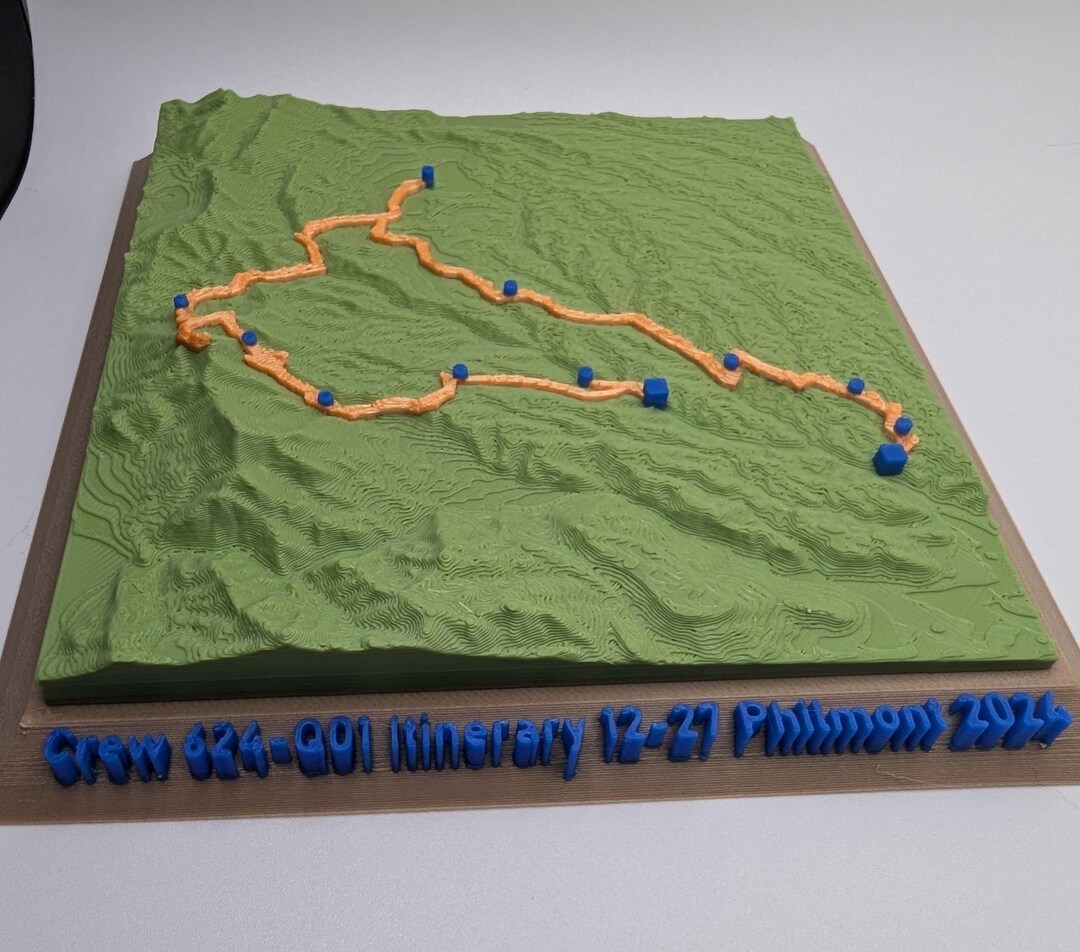 Custom 3D Printed Topographical Hiking Map -- Commemorate Your Hiking ...