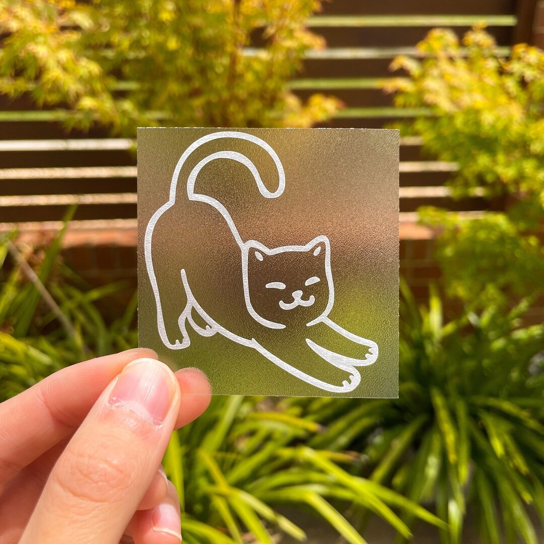 Stretching Cat Vinyl Sticker | Car Accessory | Cute Car Decals | Laptop ...