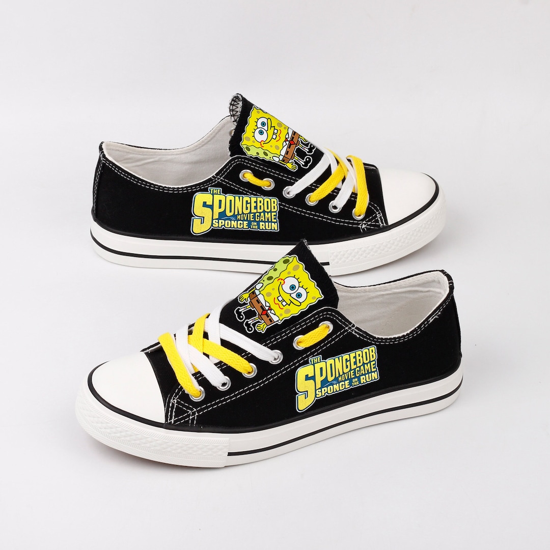 Spongebob Shoes, Sneakers, Black, Printed, Gift, Squarepants, Patrick ...