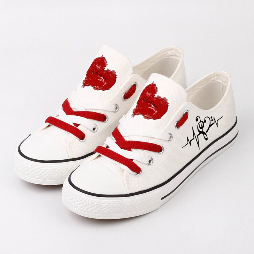 Valentine's Day Heart Print Canvas Sneakers: Romantic Fashion Gift - Etsy
