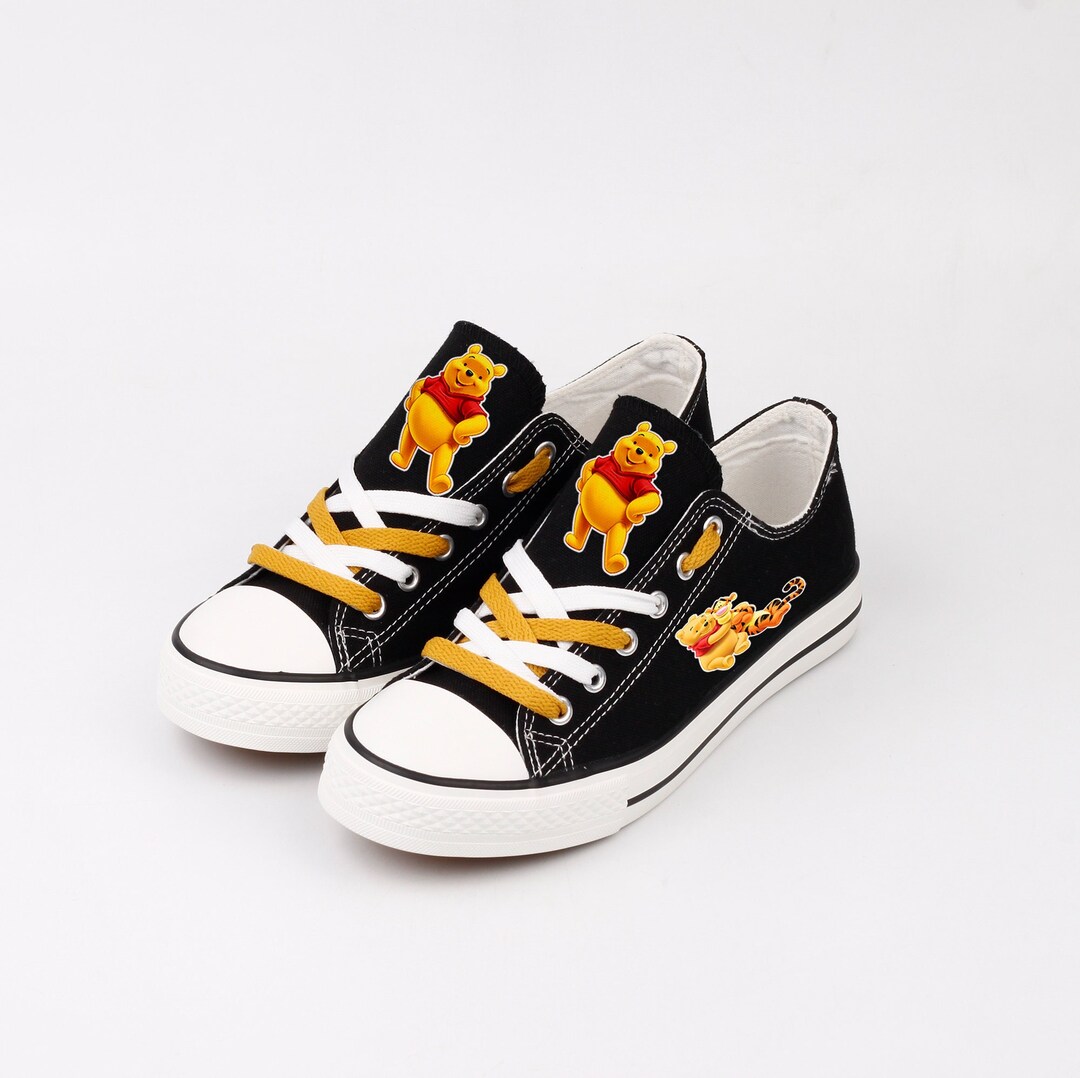 Winnie the Pooh Shoes, Sneakers, Black, Printed, Gift, Piglet, Eeyore ...