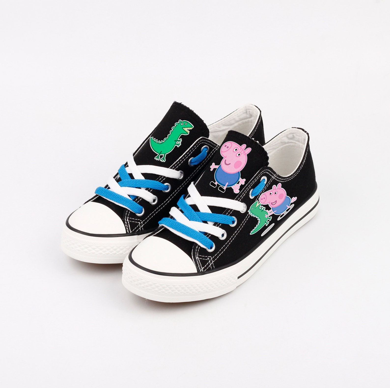 Peppa Pig Sneakers: Printed Black Canvas Shoes, Gift for Friends - Etsy