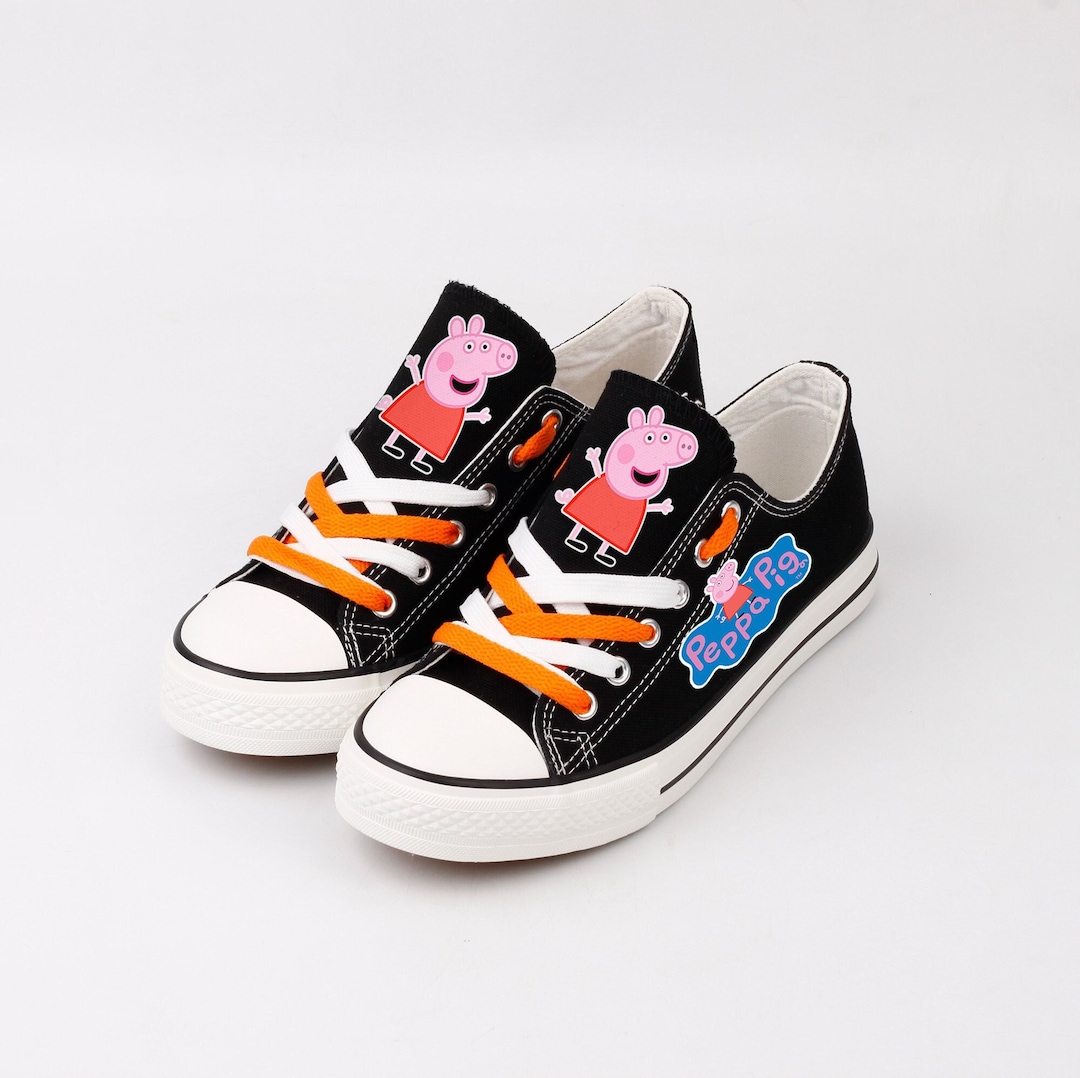 Peppa Pig Sneakers: Printed Black Canvas Shoes, Gift for Friends - Etsy