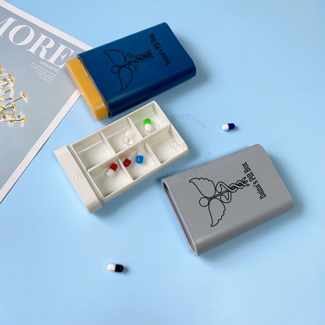 Personalzied Sticker Medicine Box, Custom Name Pill Box, Portable ...