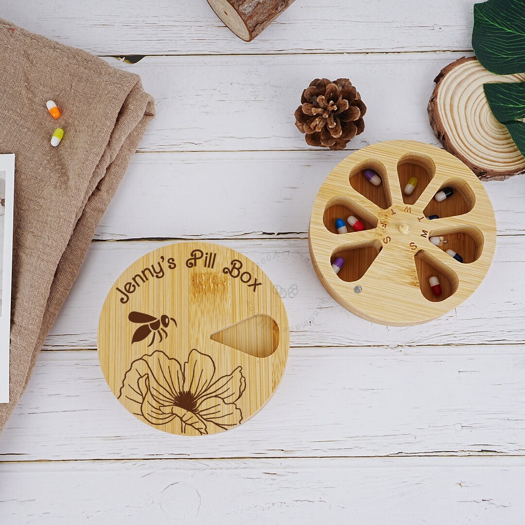 Custom Wood Pill Container, Personalized Weekly Medicine Cases, Pill ...