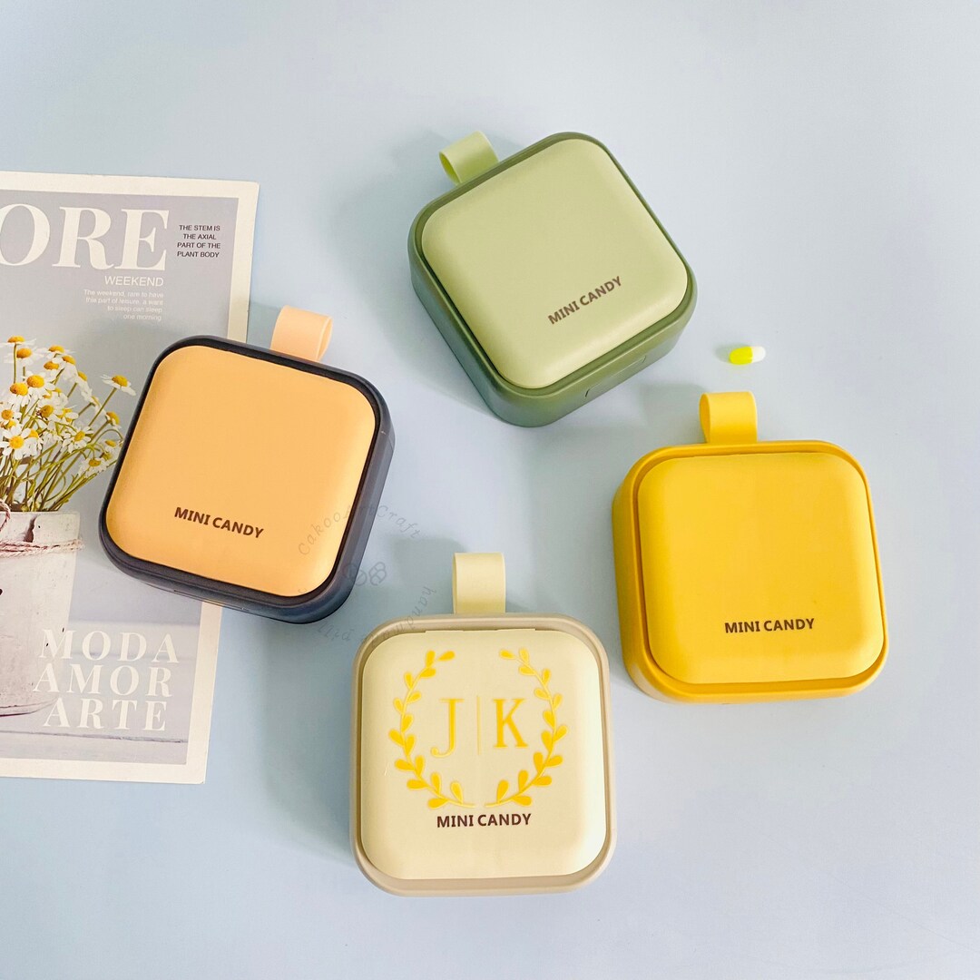 Custom Monogram Sticker Medicine Box, Personalized Letter Pill Box ...