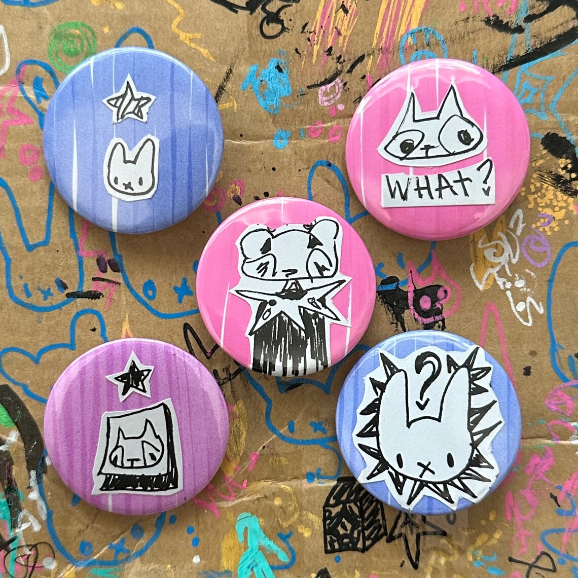 Cut-out Doodle Pins! / 1.25" - Etsy