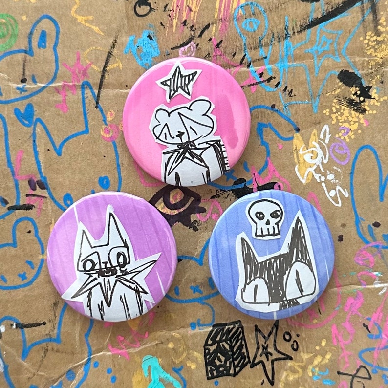 Cut-out Doodle Pins 3 / 1.25 - Etsy