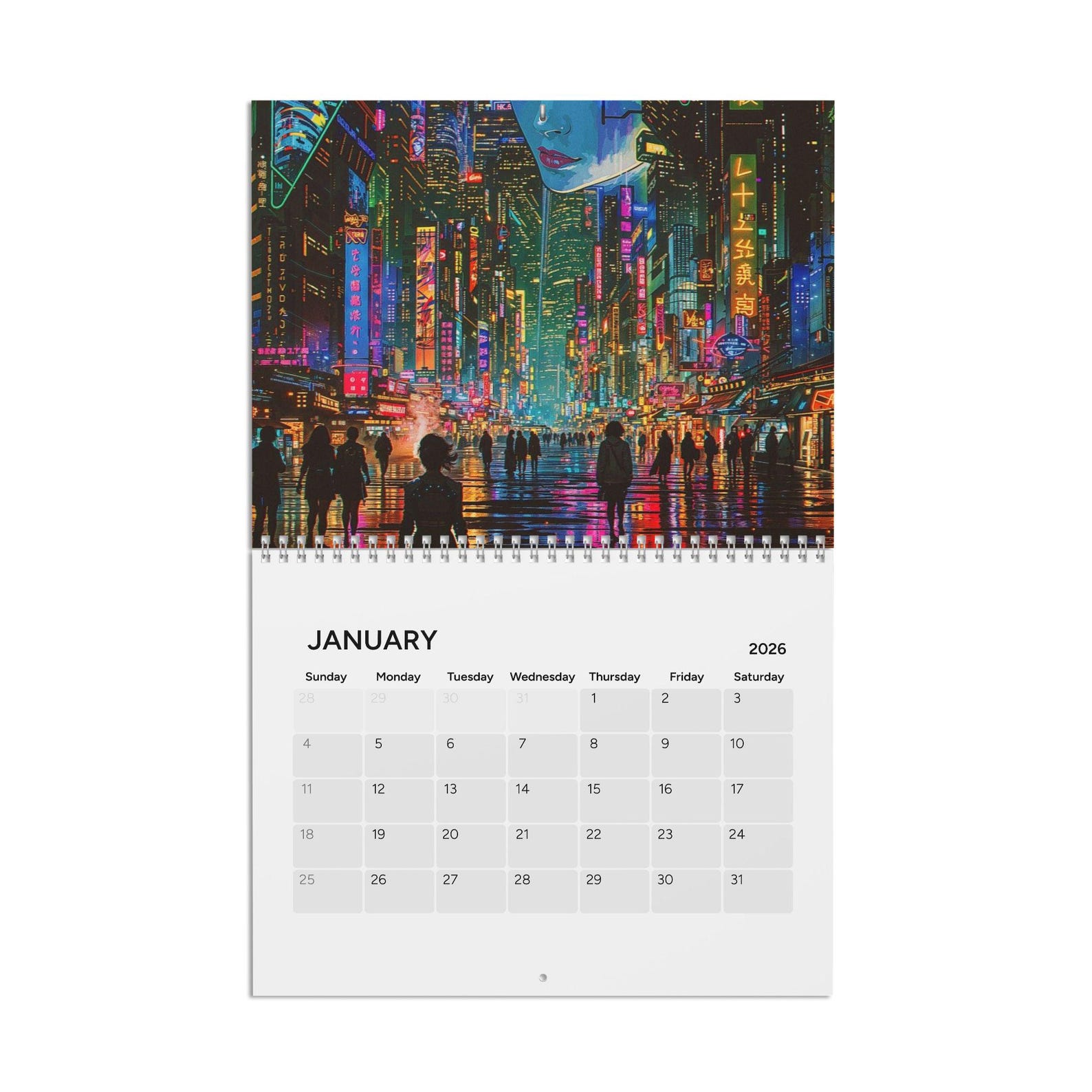 Wall Calendar, 2026 Cyberpunk Futuristic Appointment Planner, Dystopian ...