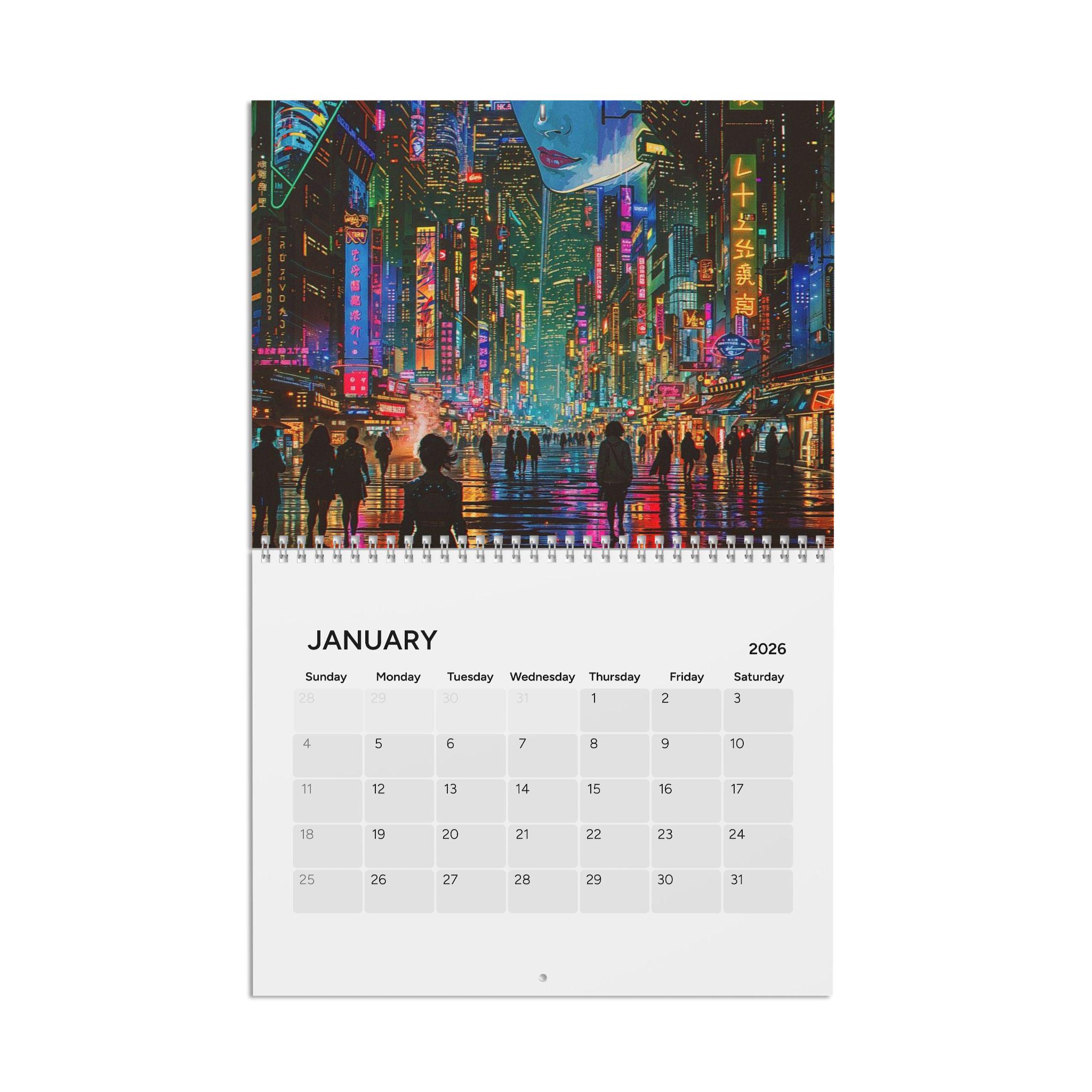 Wall Calendar, 2026 Cyberpunk Futuristic Appointment Planner, Dystopian ...