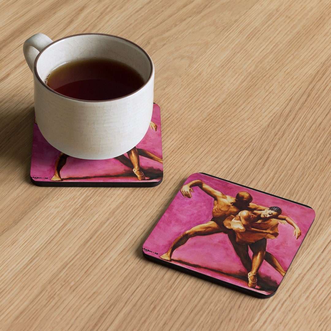 Afrocentric Harlem Ballet Dance Coaster, Black Couple, Cork-back ...