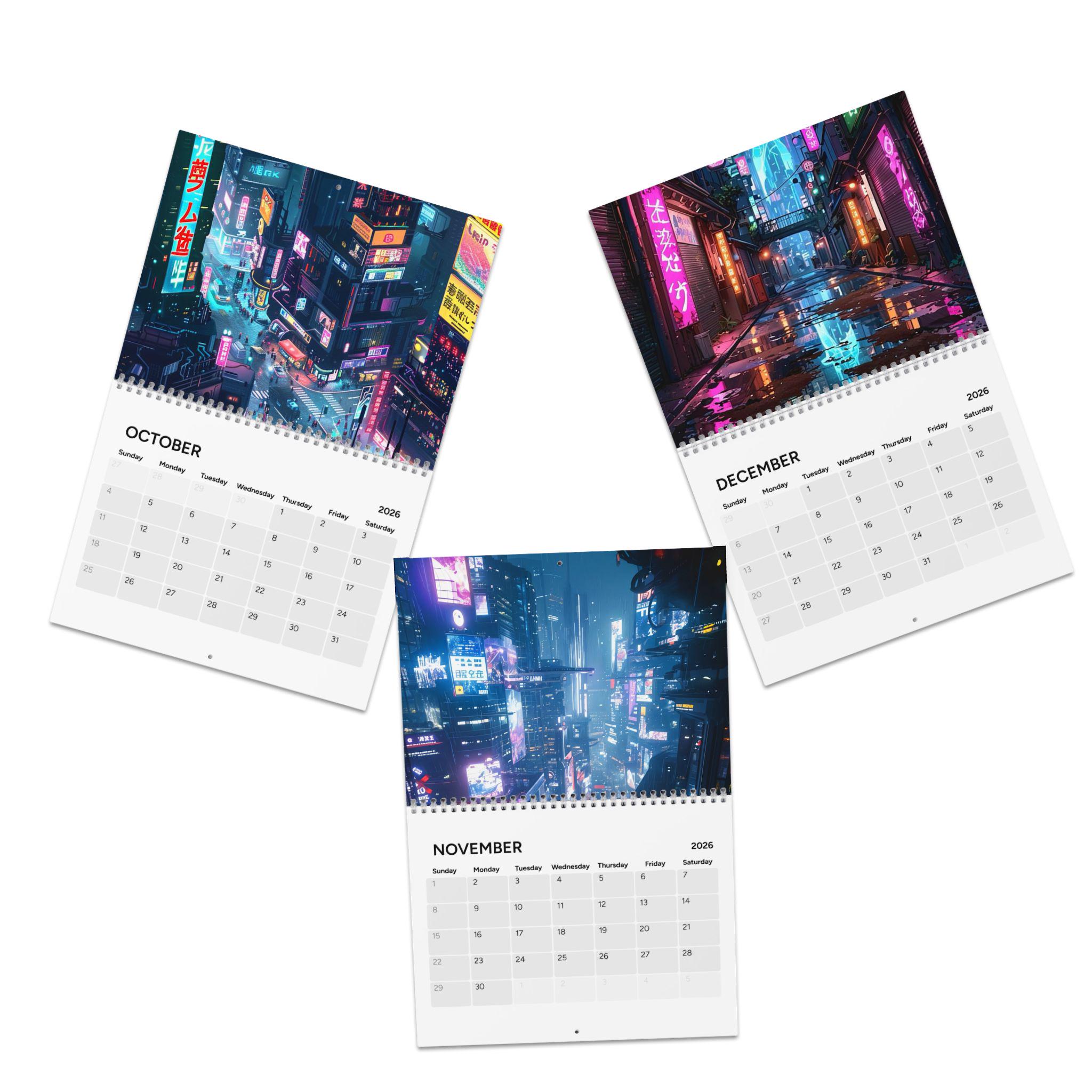 Wall Calendar, 2026 Cyberpunk Futuristic Appointment Planner, Dystopian ...
