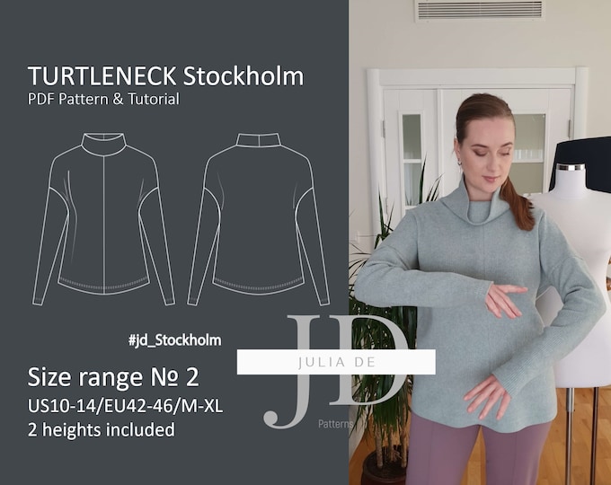 Turtleneck & Mock Neck Top Digital PDF Sewing Pattern // US Size XS-L ...