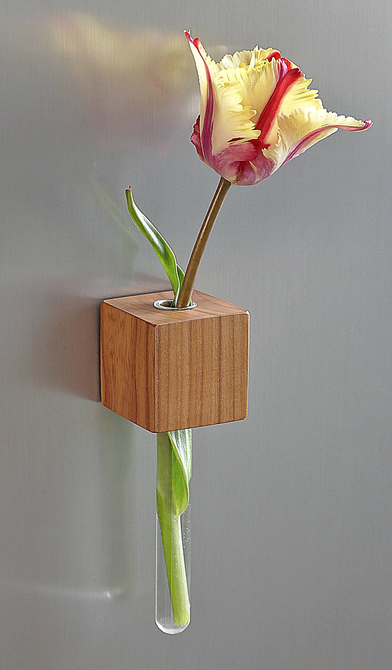 1er Magnetic Vase Cherry Wood Glass Vase Wood Vase Flower Vase - Etsy