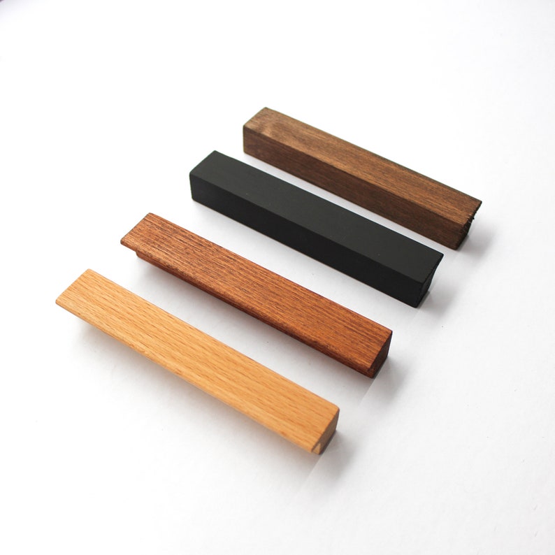 Wooden Flat Drawer Knob, Wardrobe Mounted Handle, Solid Wood Pull ...