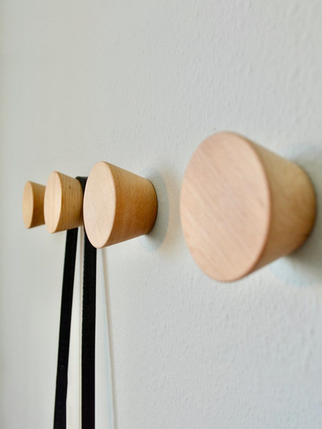 Wooden Cone Wall Hook, Wall Mounted Coat Rack, Solid Wood Wall Hooks ...