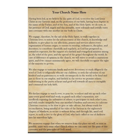 Church Covenant Poster - Etsy