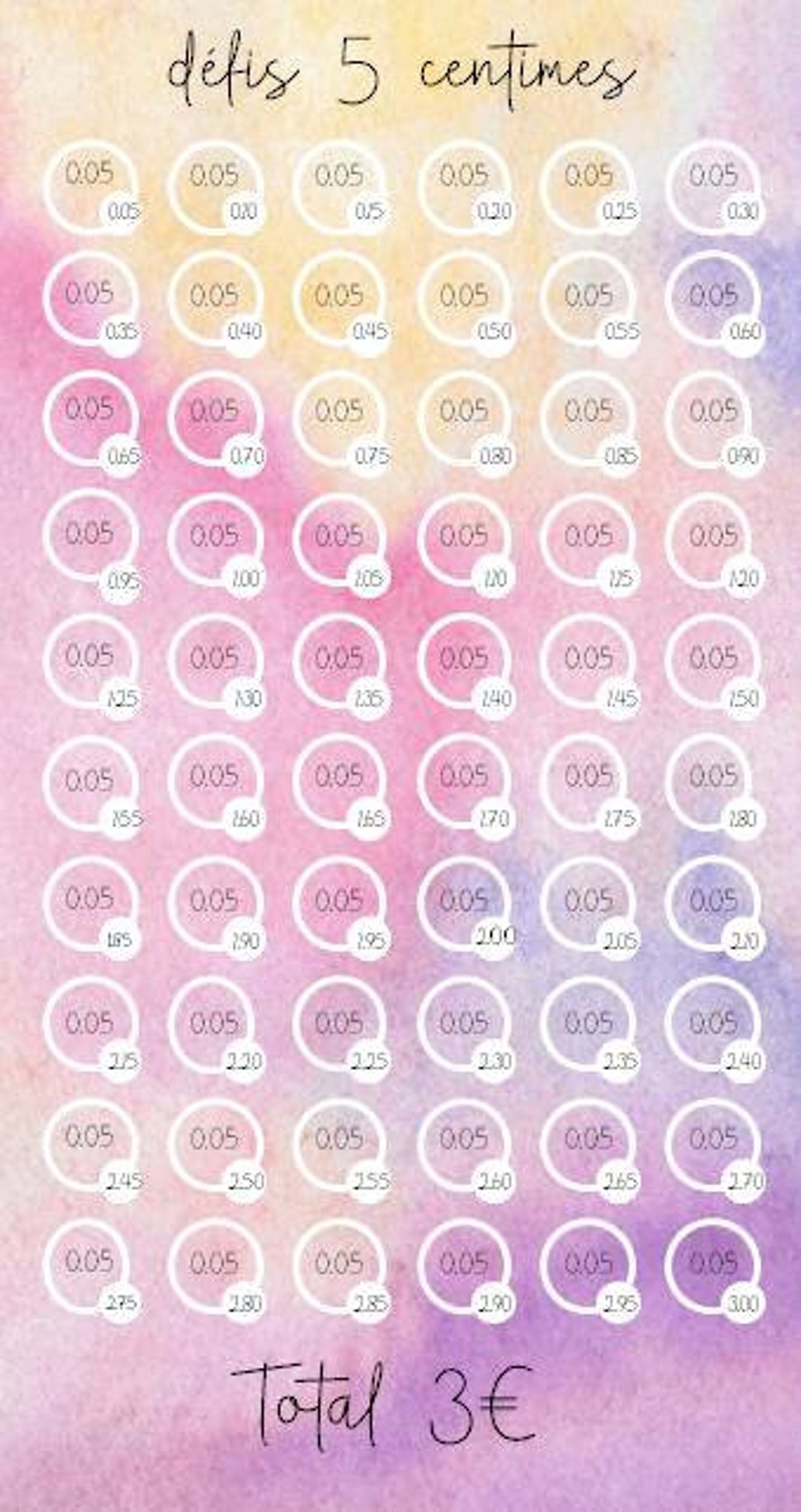 5 Cent Printable Challenges - Etsy