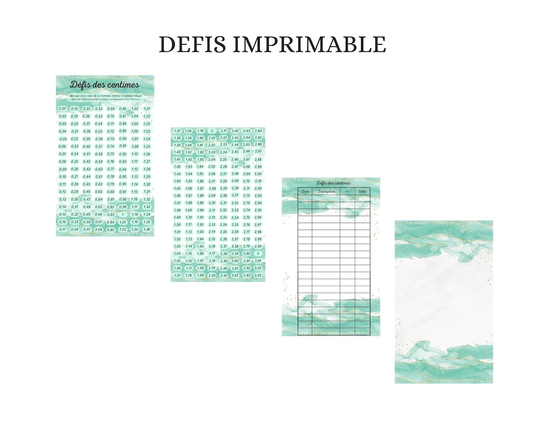 Défis Des Centimes Imprimable A5 PDF & JPEG - Etsy