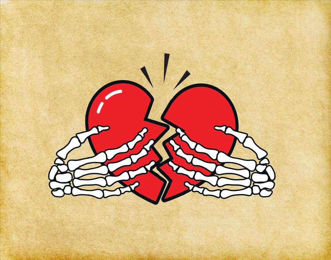 Broken Heart With Skeleton Hands Svg, Skeleton Hands Valentine Svg ...