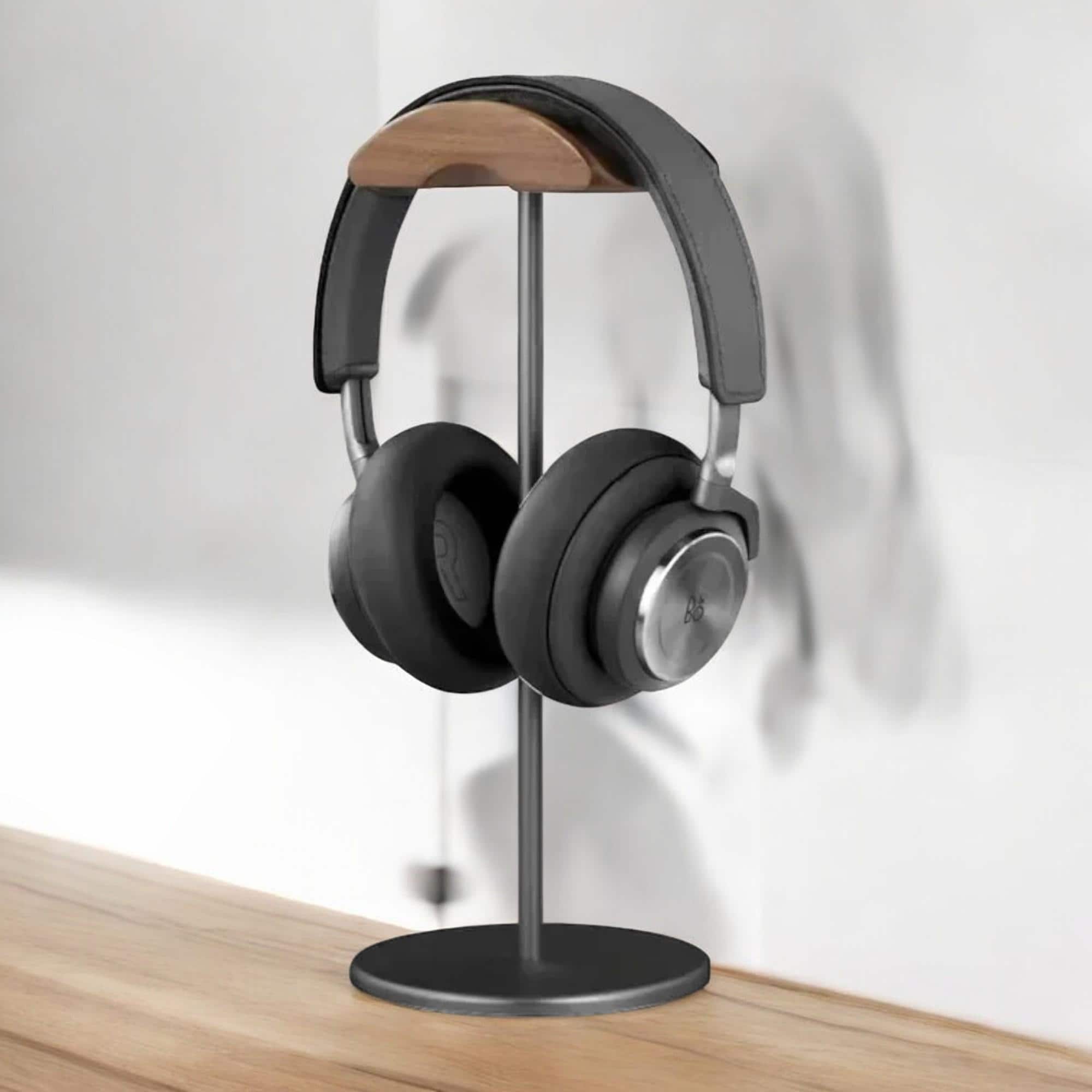 Gaming Headset Holder With Solid Metal Base - Walnut Headphone Stand ...