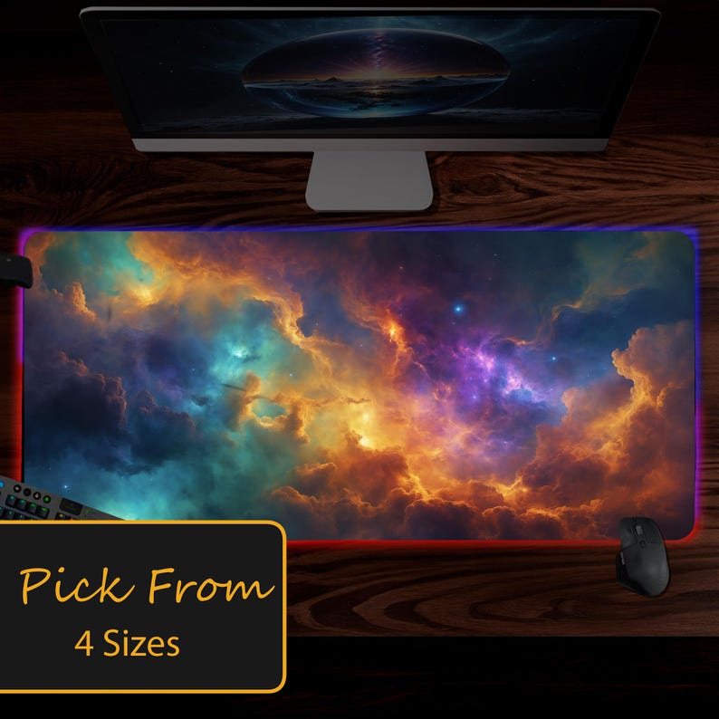 Nebula Space Storm LED Desk Mat, Sci-fi Mouse Pad, Workspace, Office ...