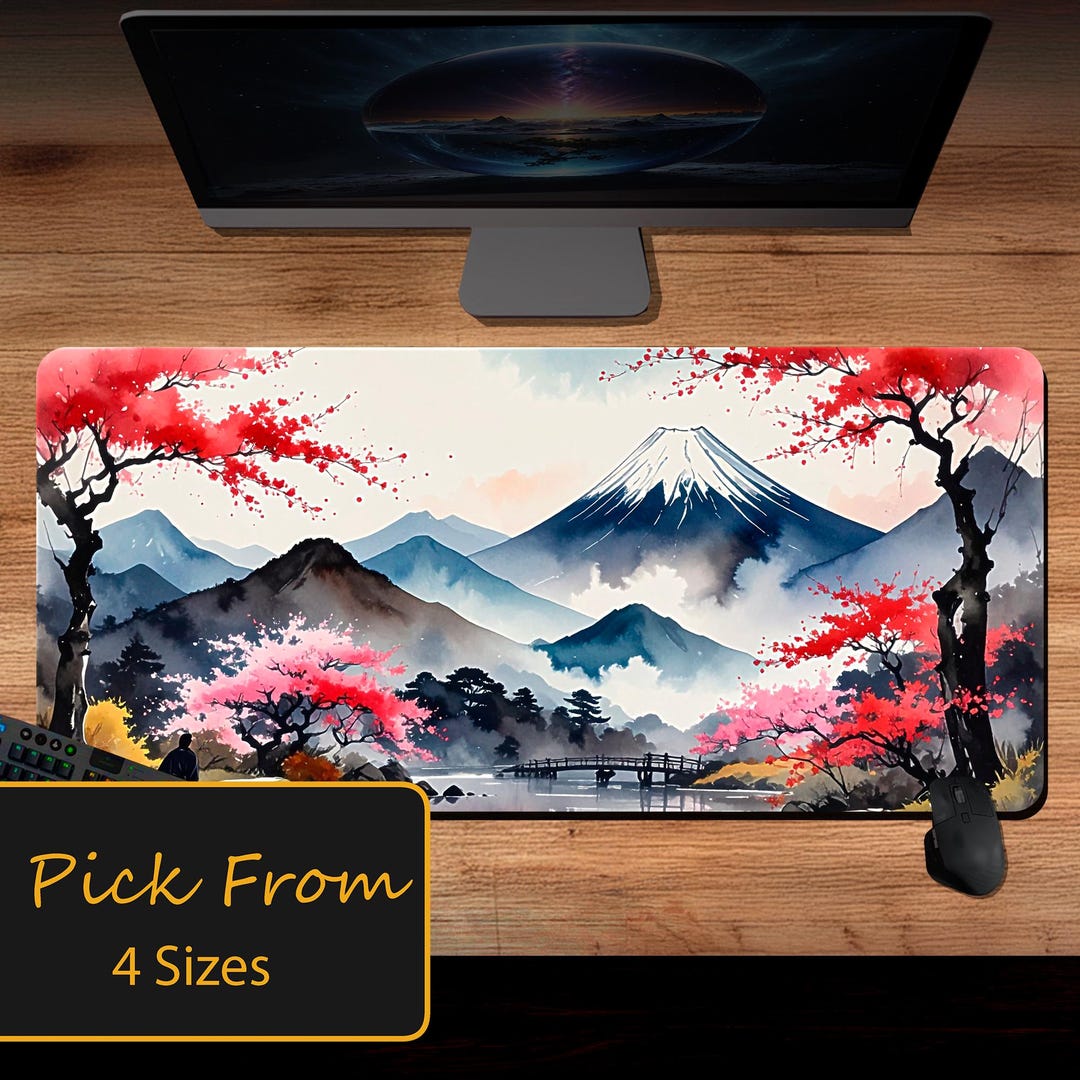 Mt Fuji Mouse Pad XXL, Office Desk Decor Accessory, Watercolor Playmat ...