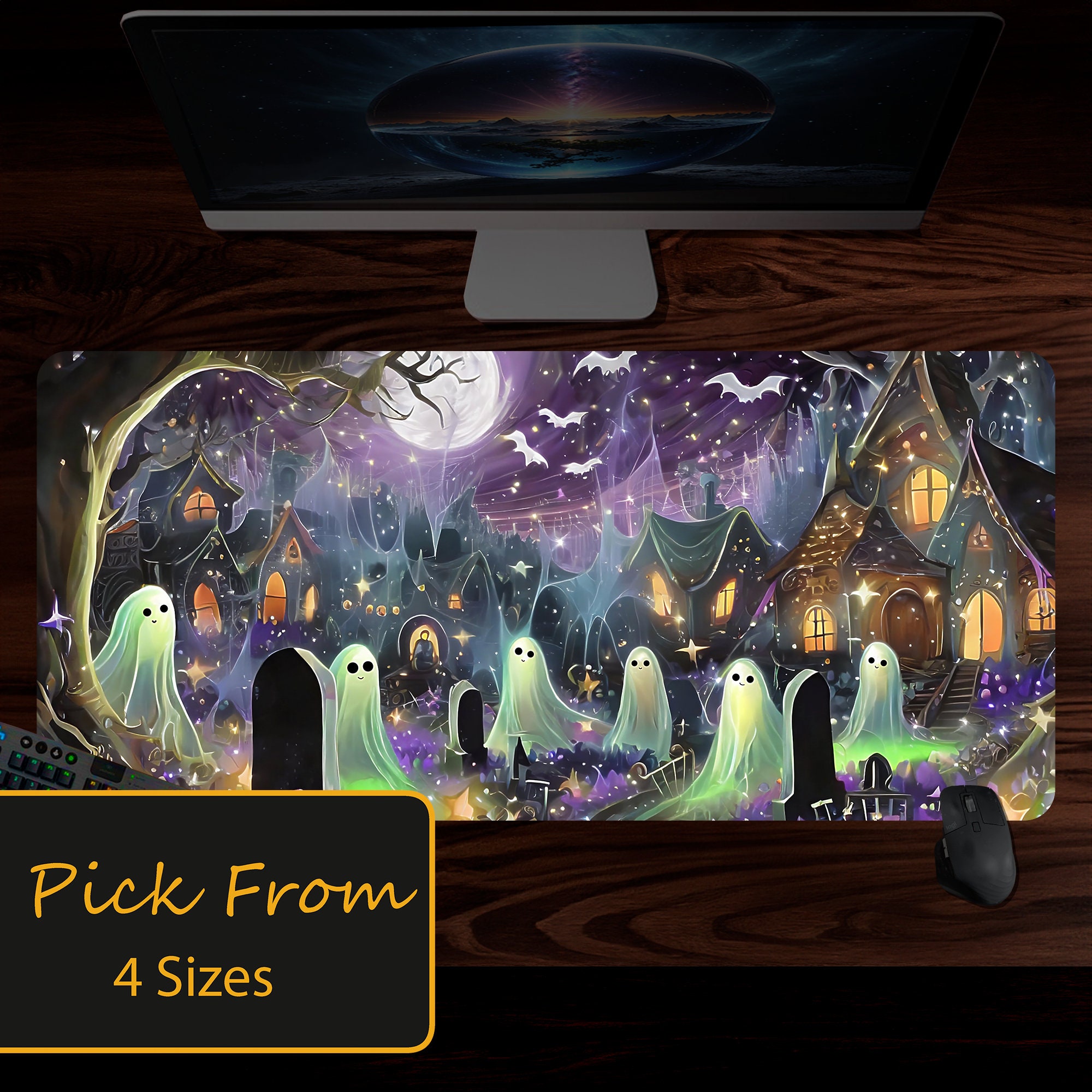 Cute Goth Ghosts Desk Mat, XXL Mouse Pad, Extra Large Gaming Ghose ...