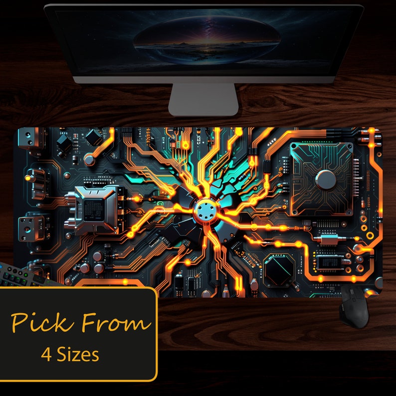 Circuit Board Cyberpunk Desk Mat, Sci-fi Gaming Mouse Pad, Unique Tech ...