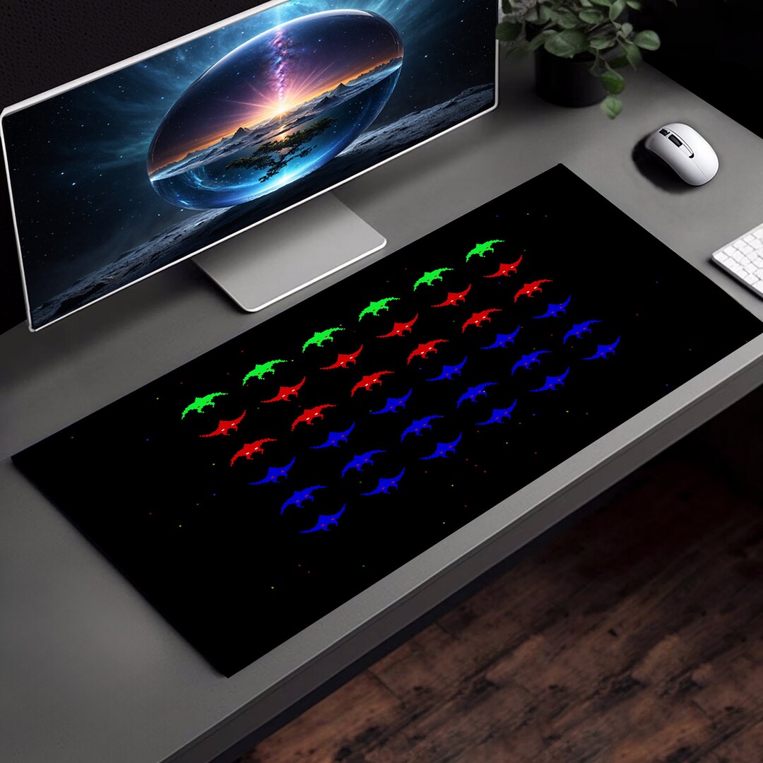 Classic Retro 80's Space Alien Invasion Arcade Desk Mat, Old School ...
