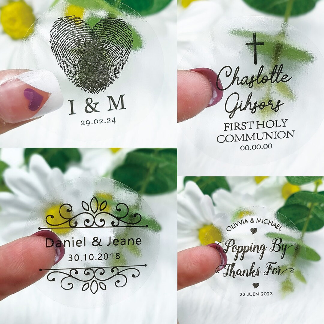 100pcs/set Custom Transparent Labels, Clear Labels, Wedding Party Gift ...