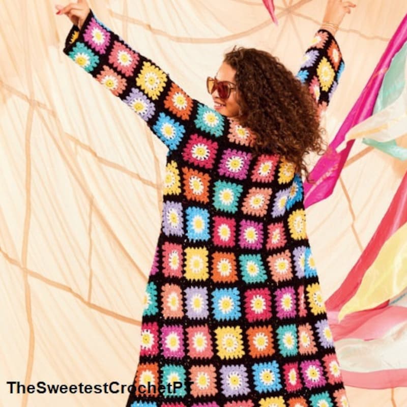 Black Granny Square Duster - Etsy
