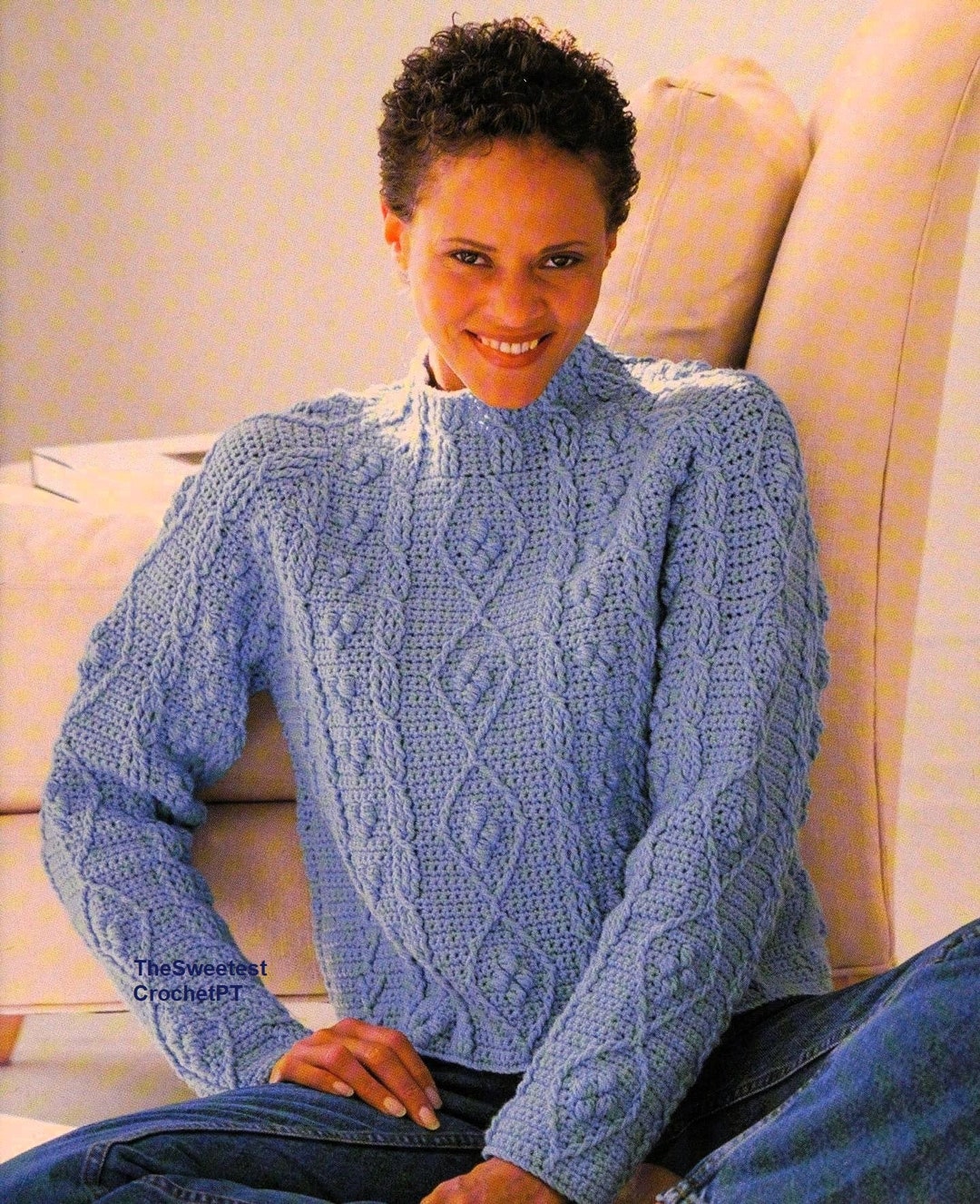Womens Crochet Sweater Cable Sweater Crochet Pattern Crochet Aran ...