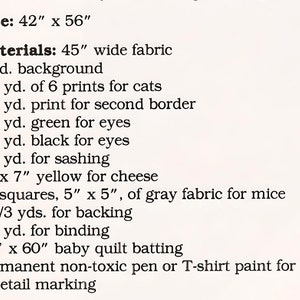 Cat Quilt Sewing Pattern Cats and Mice Pattern 42 X 56 Inches Home ...